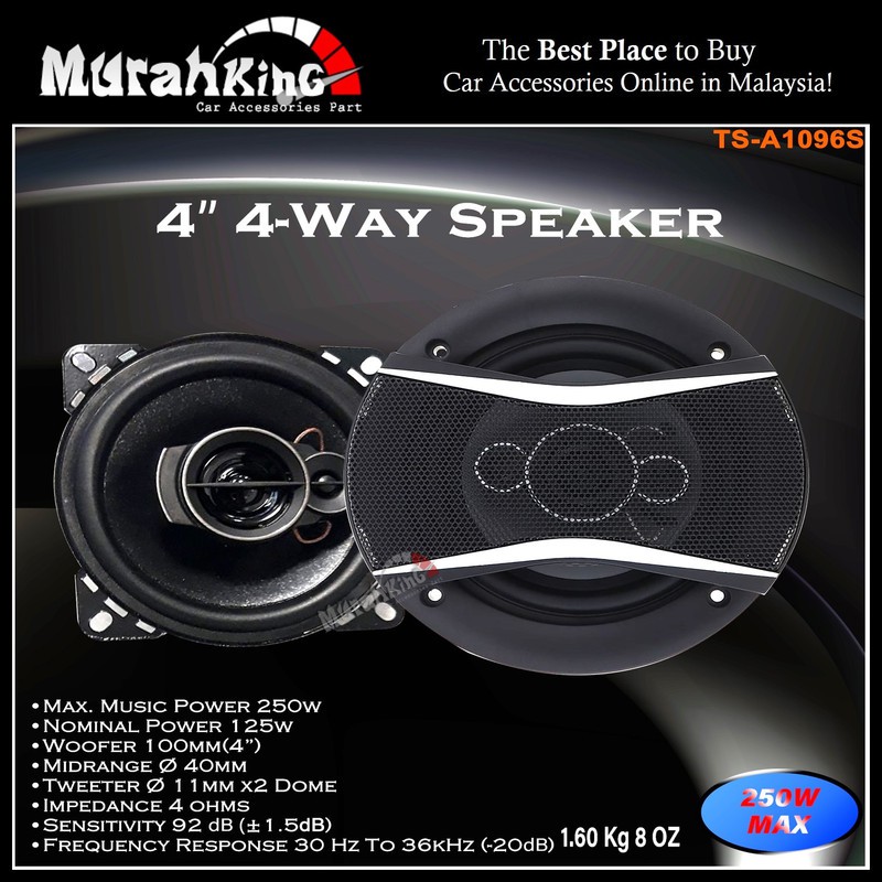 OEM Pioner 4" Inch 250W 4 Way Car Coaxial Speaker (2PCS) | Shopee Malaysia