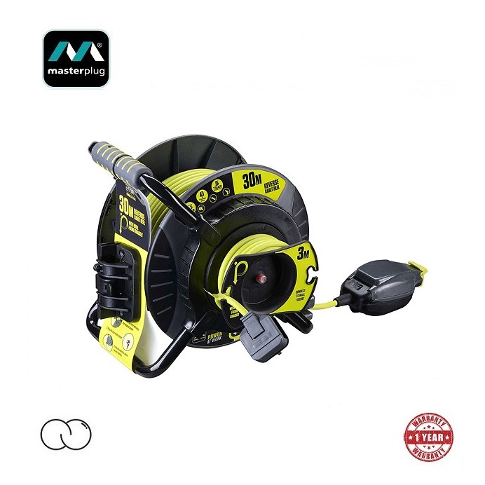 Masterplug Heavy Duty Anti-Twist & Reverse Reel With Pull Out Socket ...