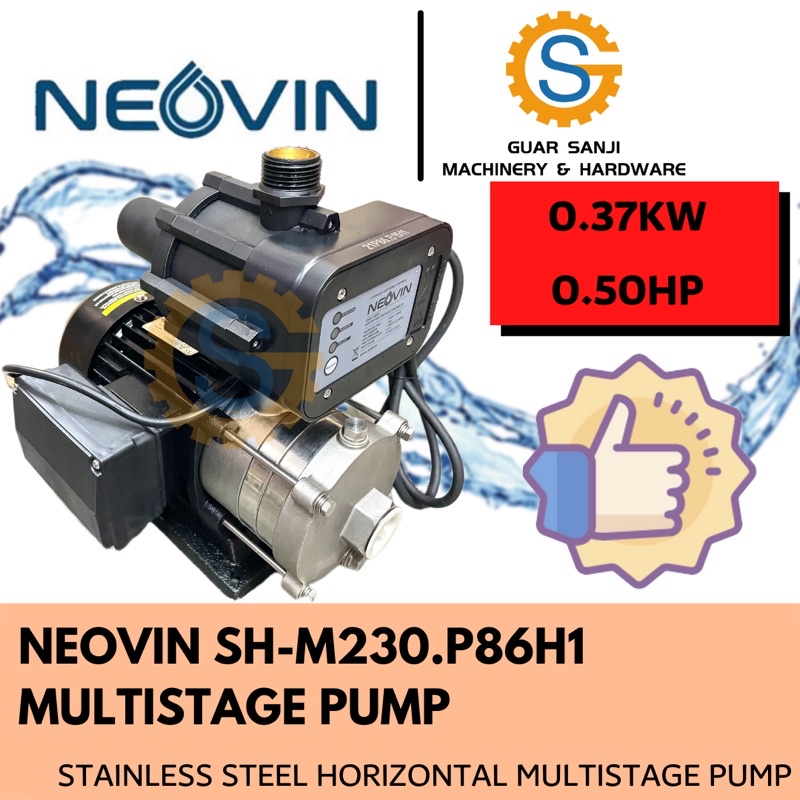 NEOVIN SH-M230 375W 0.50HP STAINLESS STEEL MULTI-STAGE PUMP BOOSTER ...