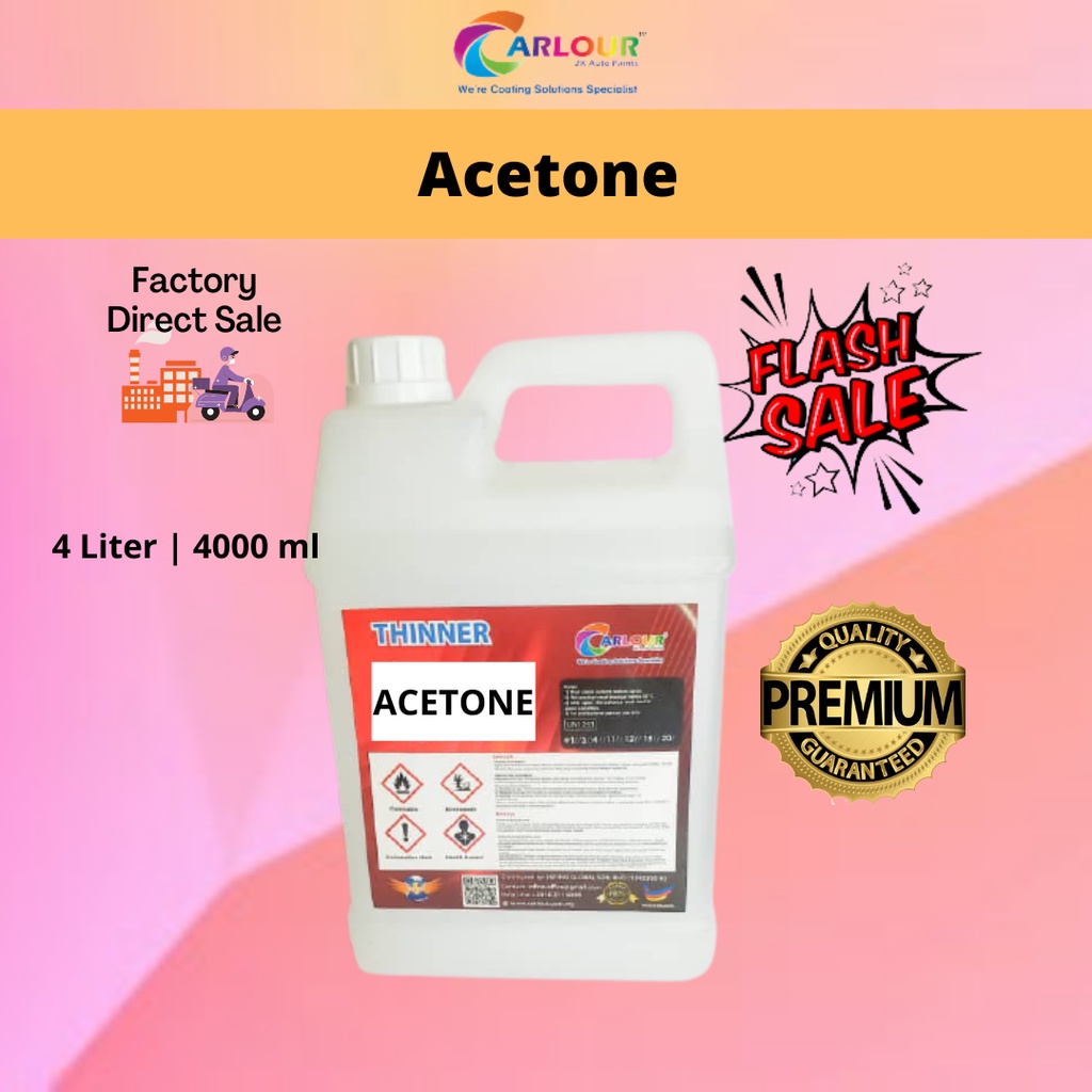 Acetone 99% purity Original Raw Solvent / 4 liter/ CARLOUR | Shopee ...