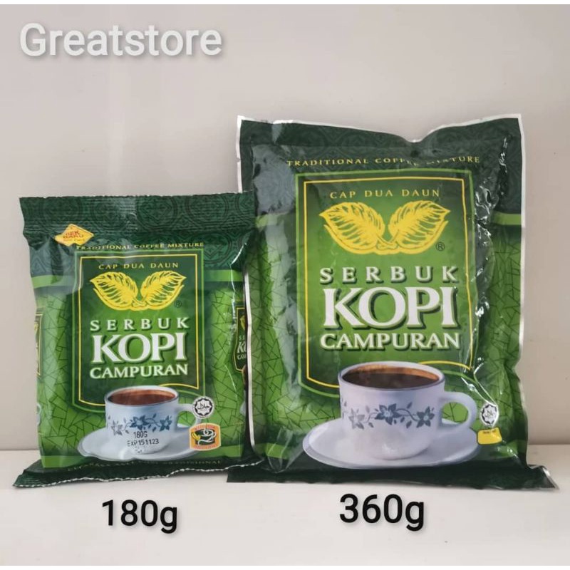 CAP DUA DAUN Serbuk Kopi Campuran 150g/300g (Serbuk Halus) | Shopee ...