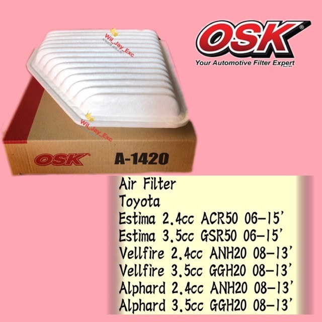 OSK A-1420 AIR FILTER TOYOTA ESTIMA,VELLFIRE,ALPHARD,RAV4,MARK X,RAV 4 ...