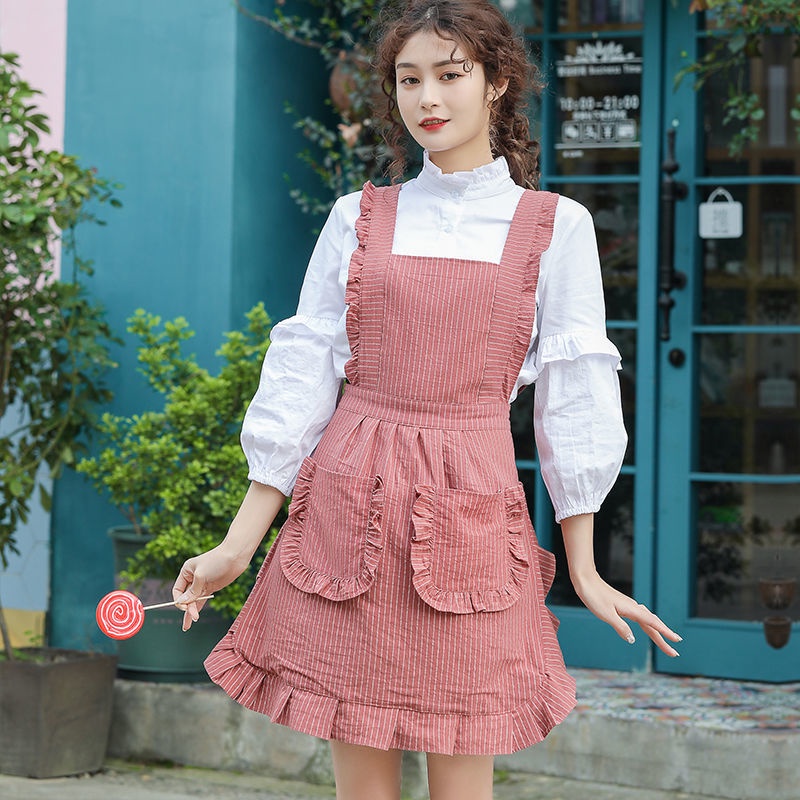 Korean Lace Work Apron Maid Temptation Dress Princess Kitchen Overalls ...