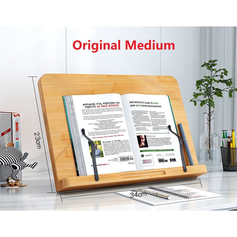 Double Storey Adjustable Portable Wooden Reading Stand Book Holder ...