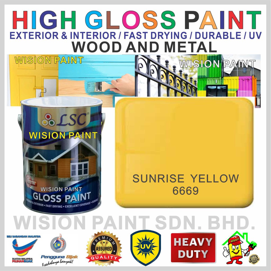SUNRISE YELLOW 6669 ( 1L ) LSC HIGH GLOSS PAINT HEAVY DUTY PRODUCT WOOD ...