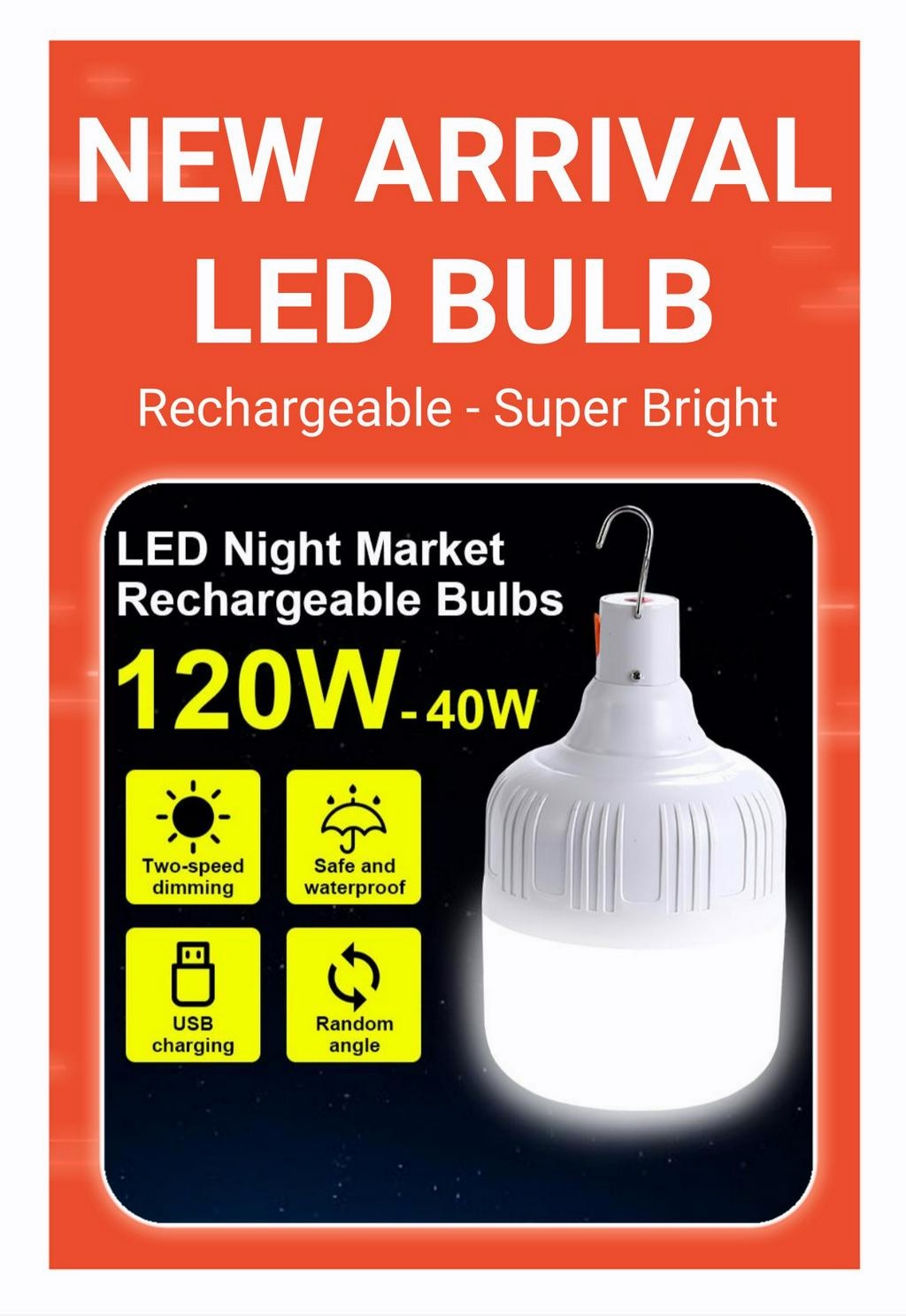 💡Super Bright Rechargeable LED Light Bulb 🔋USB Portable Lamp for ...