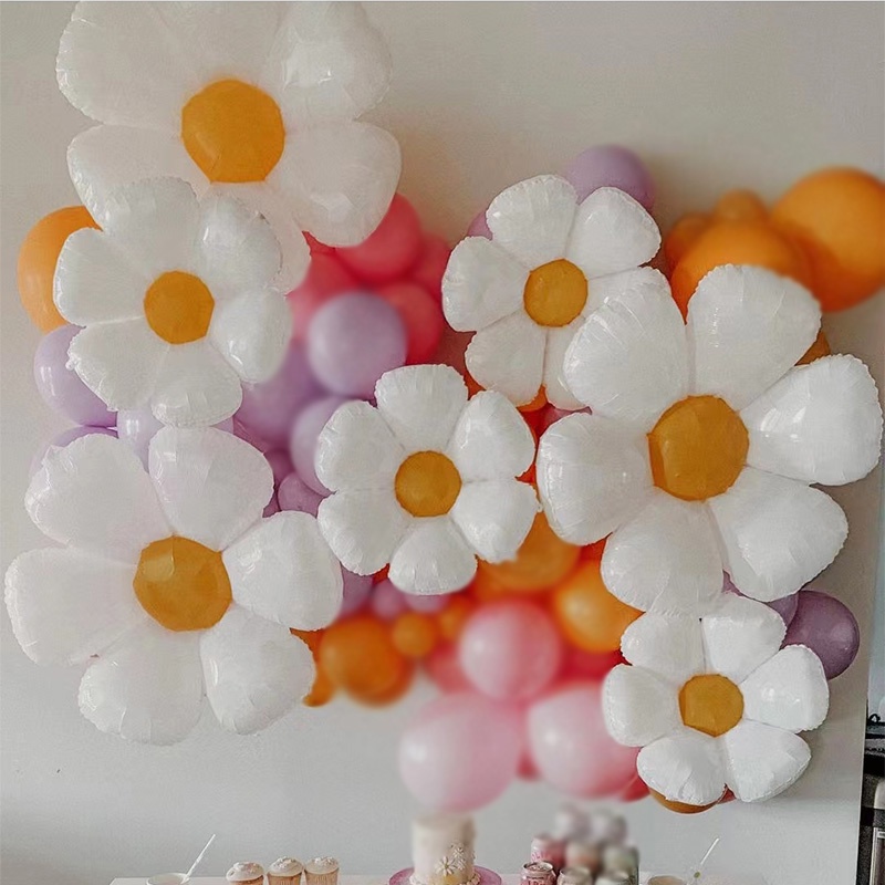 Mix 7pcs White Daisy Flower Foil Balloon Birthday Wedding Party ...