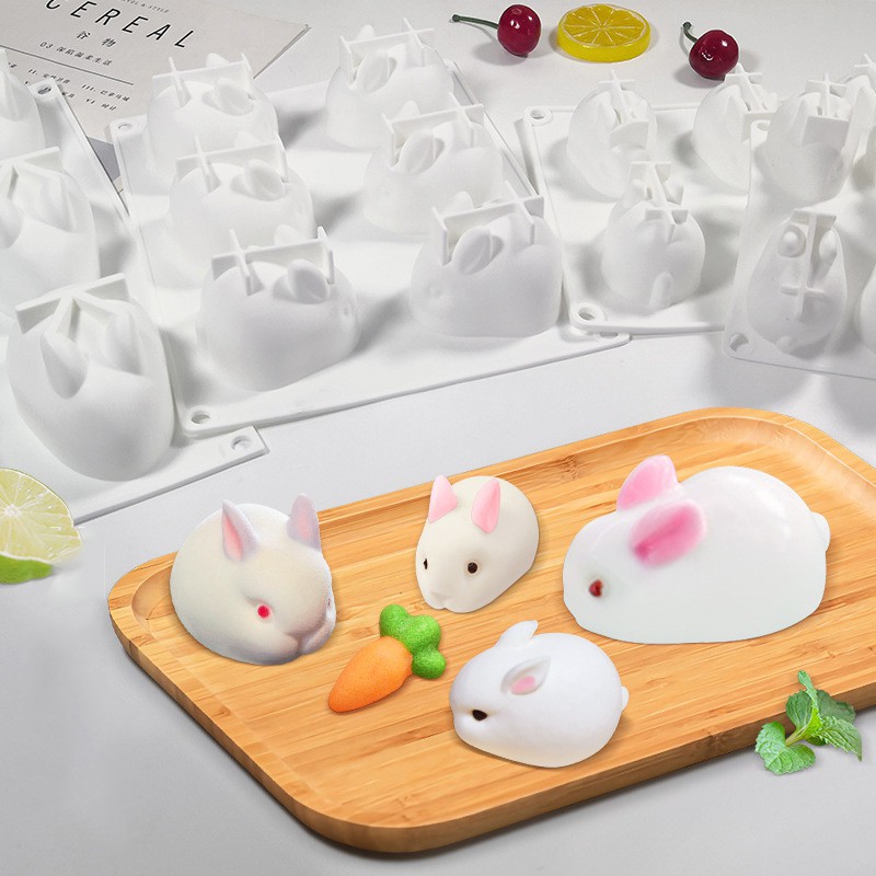 6 Cavity Silicone Rabbit Mold Mousse Cake Mold Dessert Cake Decorating ...