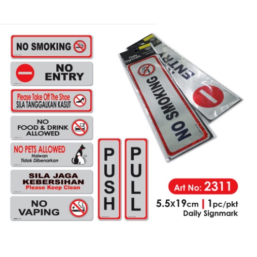 Daily Signange / Signmark / Toilet Stickers / Push Pull / No Smoking ...
