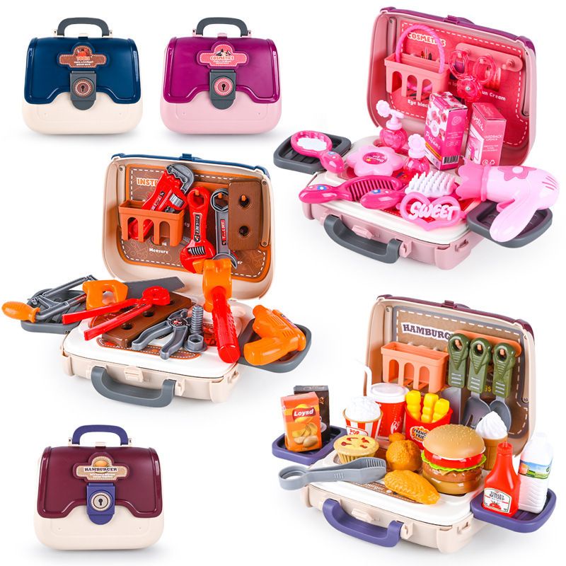 Cross-Border Pretend Play Suitcase Food Makeup Kitchen Tools ...