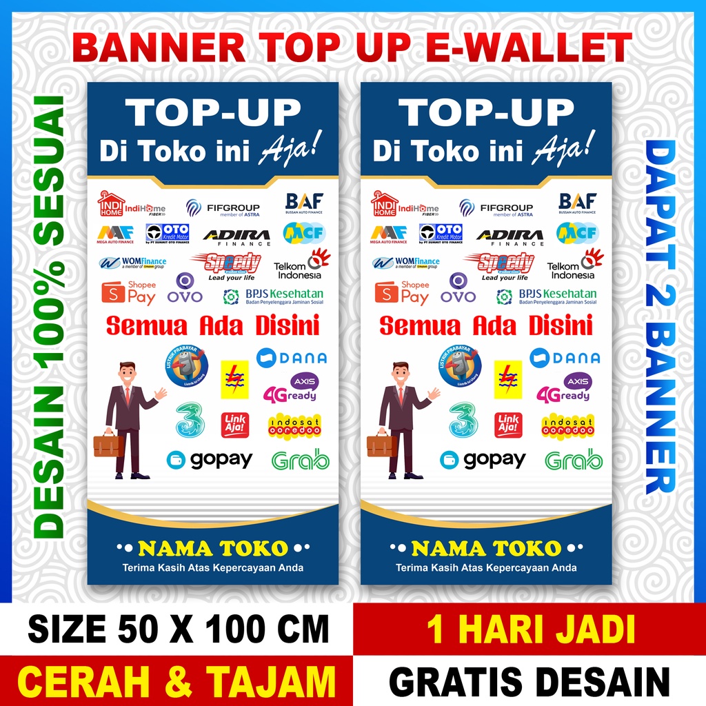 Official BANNER POLE TOP UP PPOB E-WALLET PACKAGE OF 2 BANNERS | Shopee ...