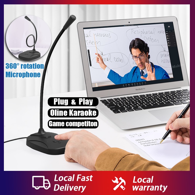 USB Desktop Microphone PC Computer Mic Gaming Chatting Online Class 3 ...