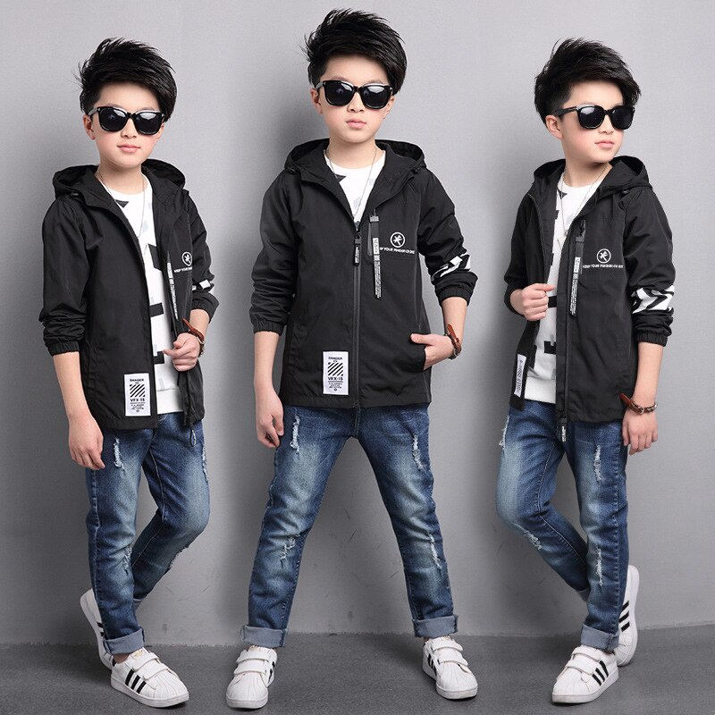 【Ready Stock】 Spring Autumn Jackets For Boy Coat Hooded Bomber Jacket ...