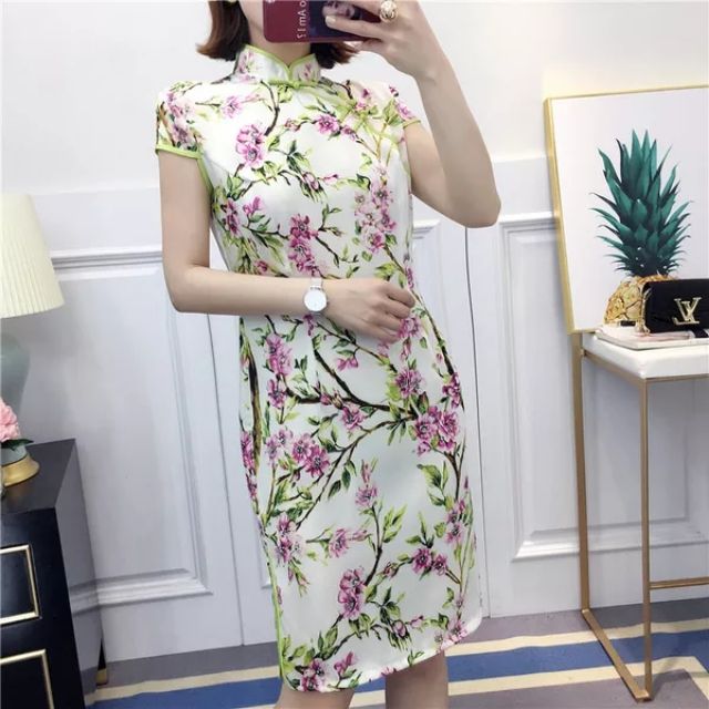 Cheongsam white flowers | Shopee Malaysia