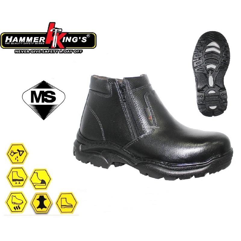 HAMMER KING'S 13009 SAFETY SHOES DUAL ZIPPER / SAFETY BOOT (MID CUT ZIP ...