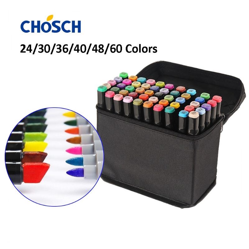 Chosh 24/30/36/40/48/60 Colours Twin Tip Art Painting Marker Drawing ...