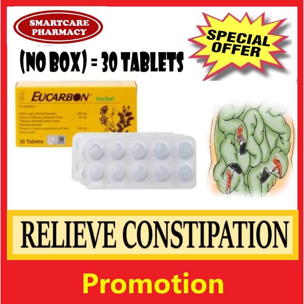 (NO BOX) Eucarbon Herbal Tablets (30 Tablets) - For Constipation ...