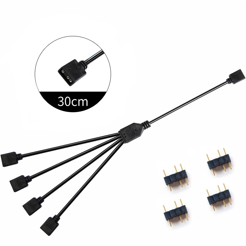 5V ARGB 3 Pin / 12V RGB 4 Pin / Motherboard ARGB Splitter Extension ...