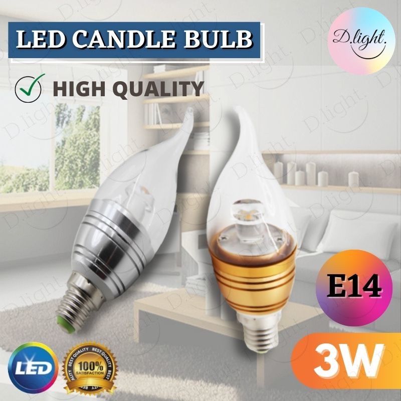3W LED CANDLE TAIL BULB E14 TAILED CANDLE LIGHT BULBS LAMPU LED MENTOL ...