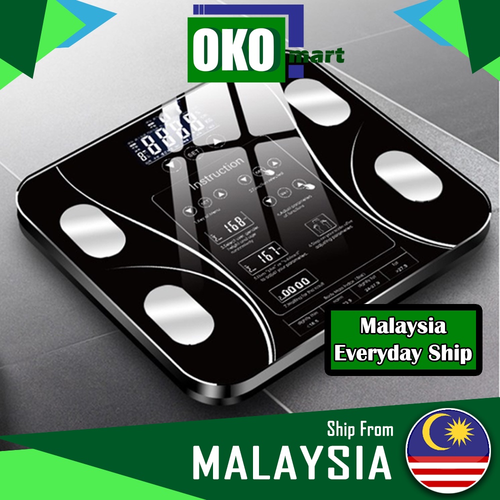OKO 15 In 1 Function English LED Screen Digital Smart Fat Measure Body ...