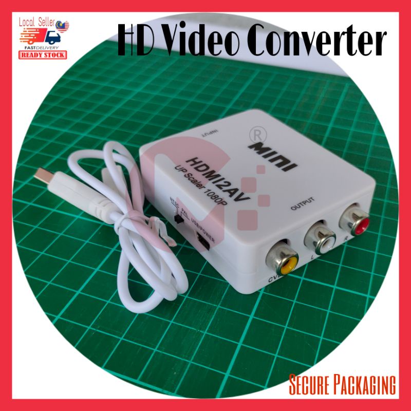 HDMI to AV RCA Converter HD Video to 3 RCA CVBS Composite Converter ...