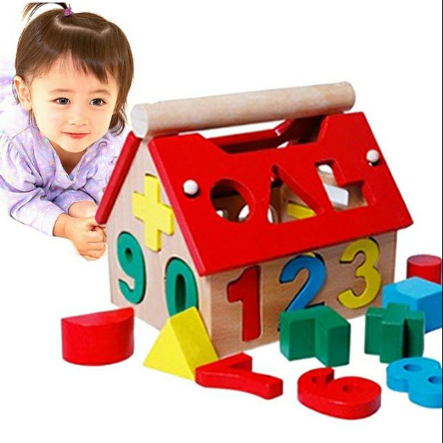 Wooden Blocks House Kids Intellectual Development Building Educational ...