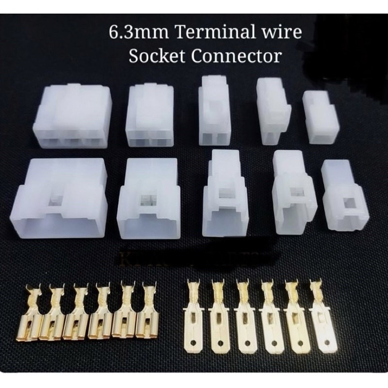 1pin 2pin 3pin 4pin 6pin 6.3mm wire socket wayar soket set plug adapter ...