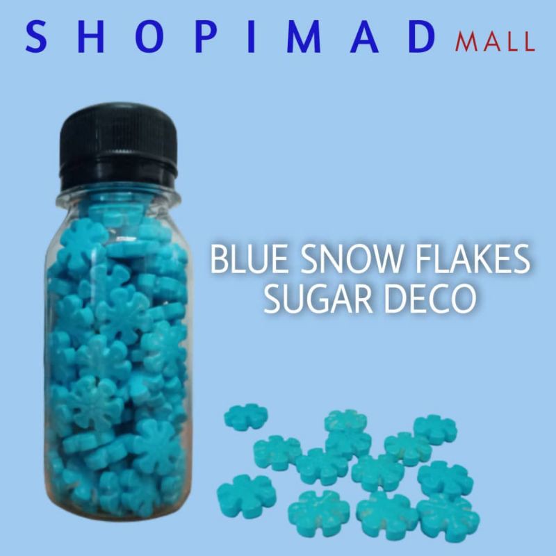 BLUE SNOW FLAKES SUGAR DECO / CAKE DECORATION SPRINKLES [50GRAM ...