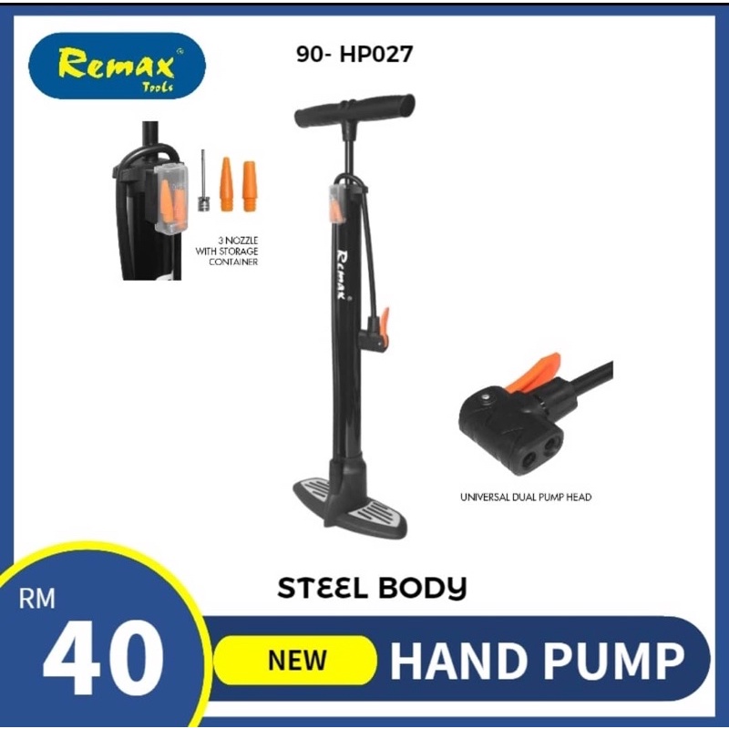 REMAX STEEL BODY HAND PUMP / PUMP ANGIN | Shopee Malaysia