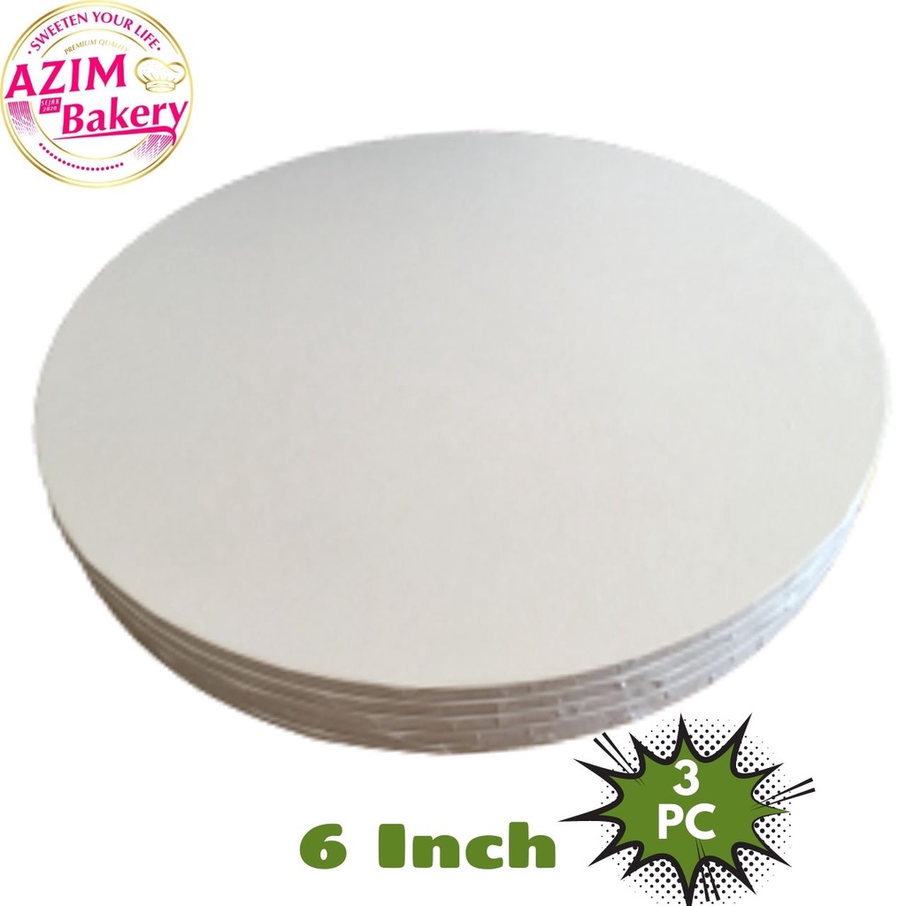 White Cake Board Round 6" (3Pcs) Papan Kek Bulat Putih | Pelapik Kek Bulat Putih 6 Inci by Azim ...