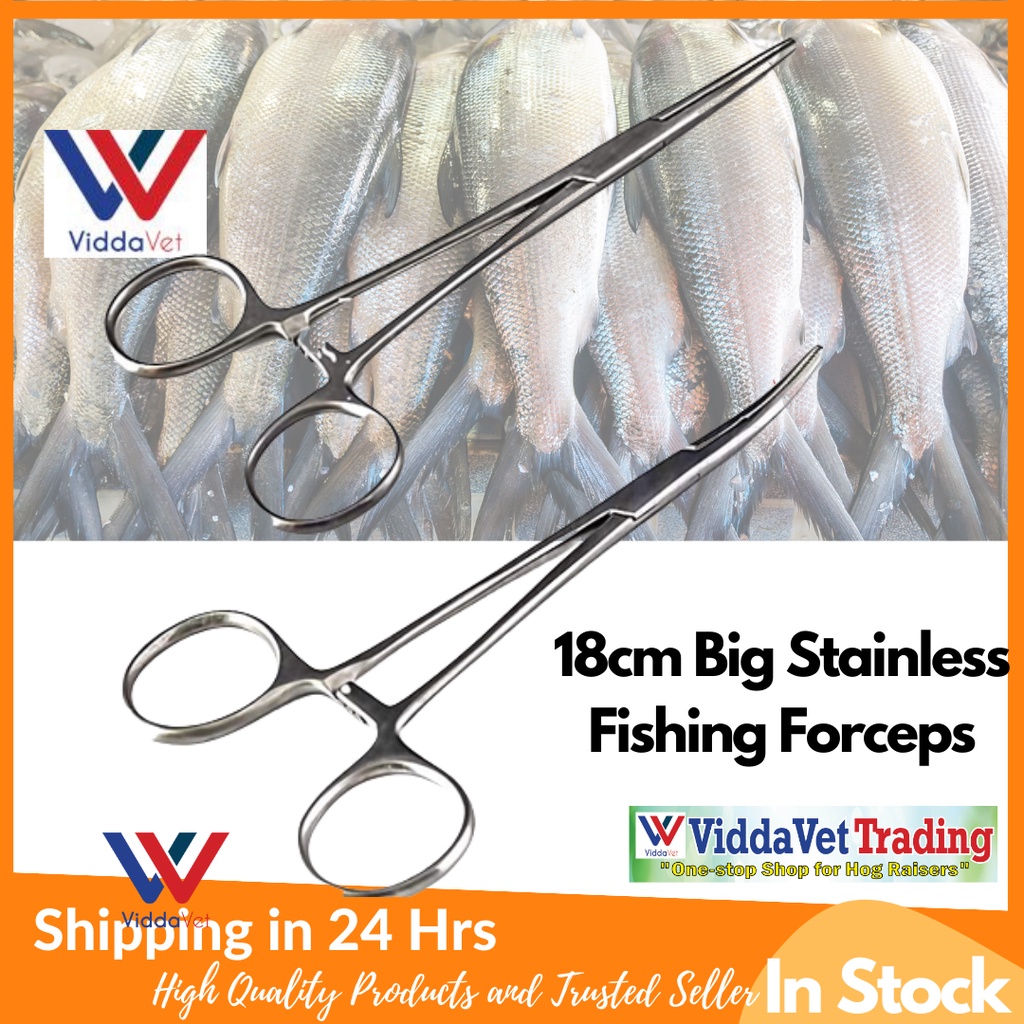 18 cm Forceps Stainless Curved Veterinary Hemostatic Animal 7.5" Fish ...