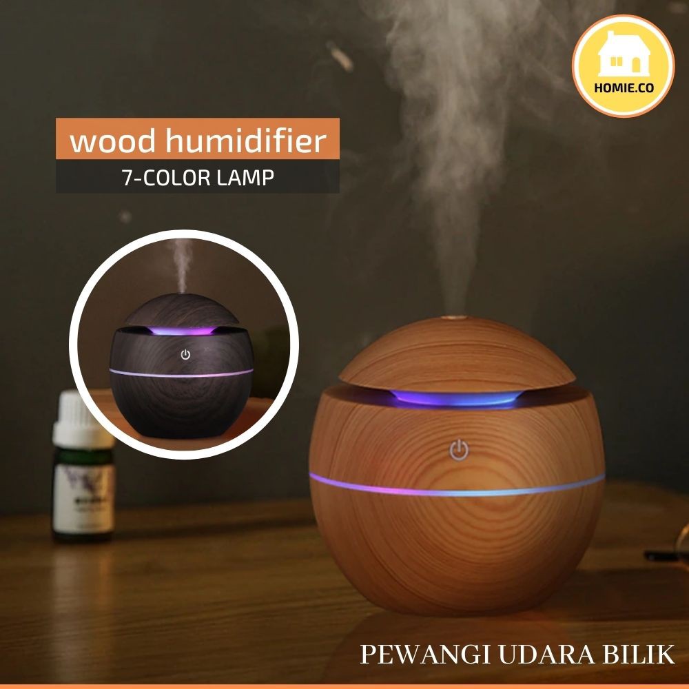 130ml Wood Grain Air Humidifier With Essential Oil Diffuser Aromaterapi ...