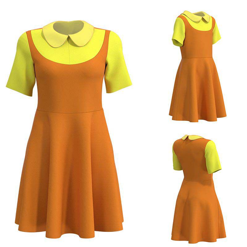 Wooden Game Squid Doll Cosplay Costume Dress Red Green Clothing Women ...