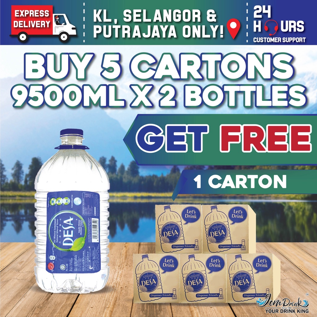 BUNDLE OF 5 CARTONS : DESA MINERAL WATER 9500ML x 2 BOTTLES | Shopee Malaysia