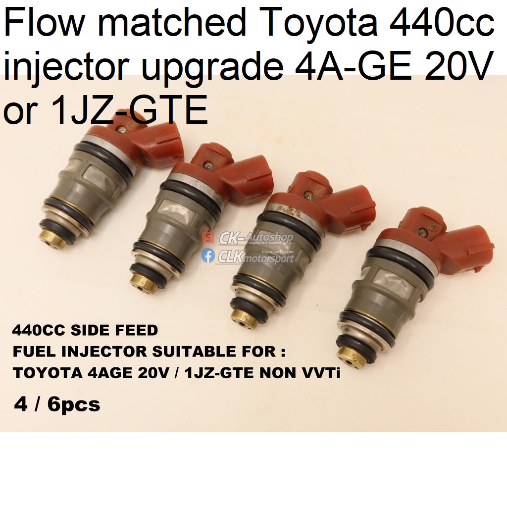 Flow matched Toyota 440cc side feed injector upgrade 4AGE 20V Silver ...