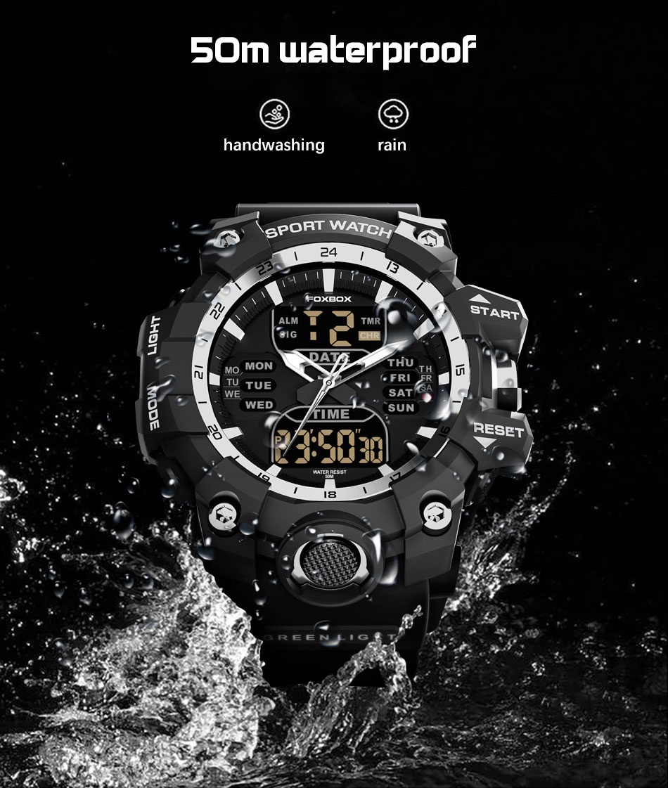 FOXBOX Original Electronic Digital Watch Men Electronic Sport ...