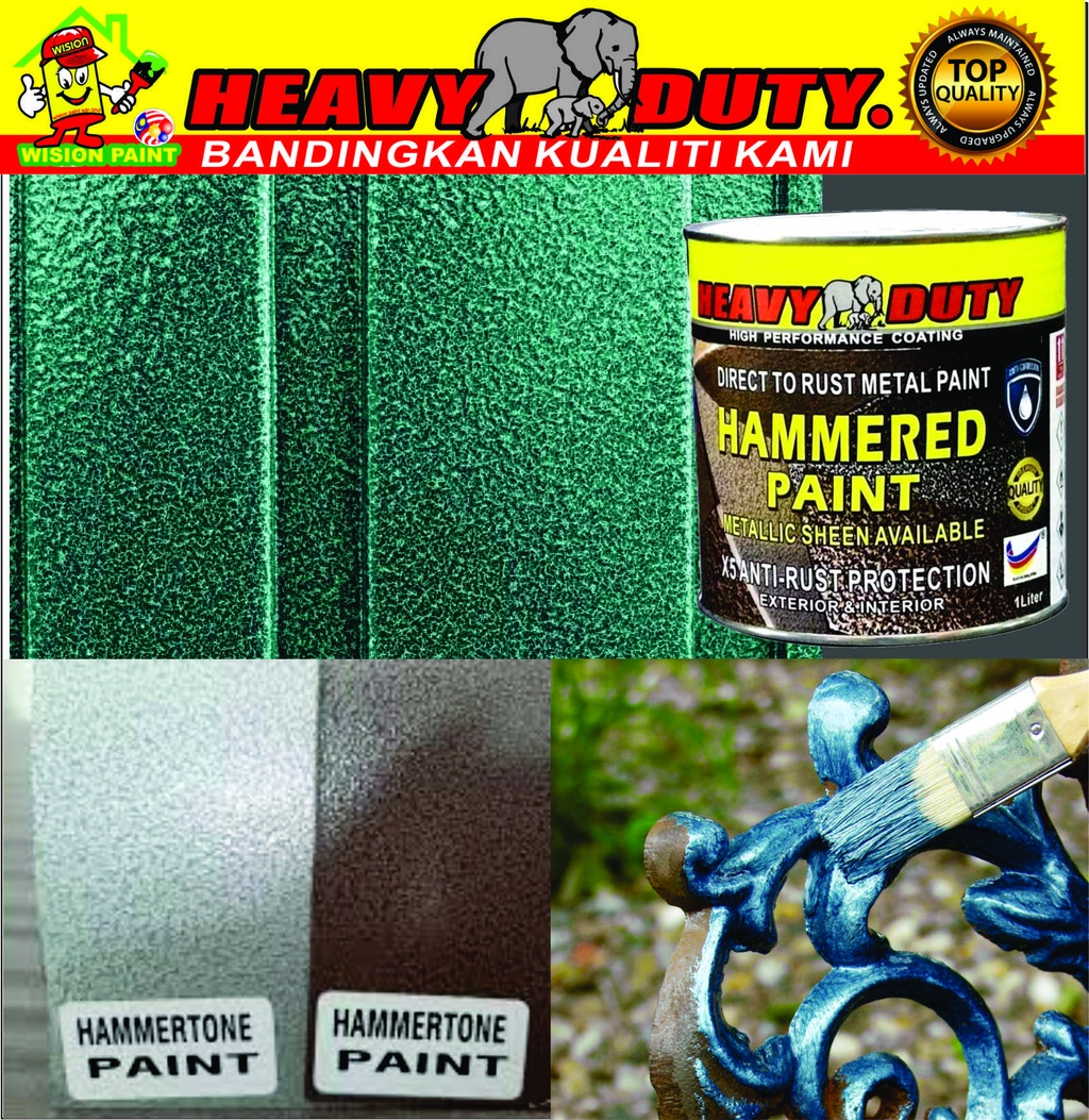 5L HAMMERED PAINT ( HEAVY DUTY ) smooth Finish Direct to Rust Metal ...