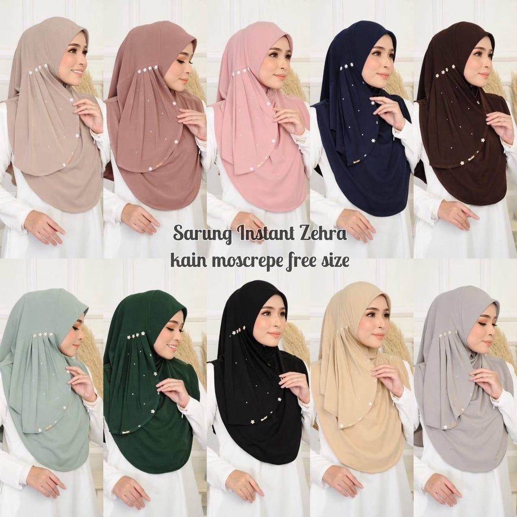 Tudung Sarung Instant Zehra Kain Moscrepe Free Size Tudung Instant Zehra Design Baru Tudung ...