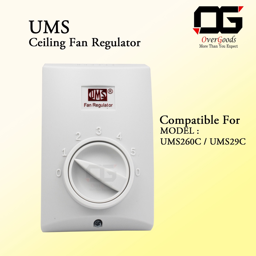 UMS CEILING FAN REGULATOR UMS29C / UMS260C 5 SPEED / FAN REGULATOR BASE ...