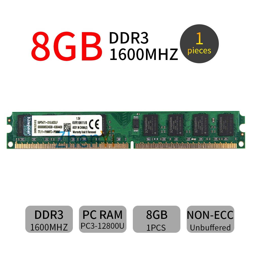 Kingston 8GB DDR3 1600MHz PC3-12800U Desktop DIMM PC Memory Ram KVR16N11/8 AD38ZT | Shopee Malaysia