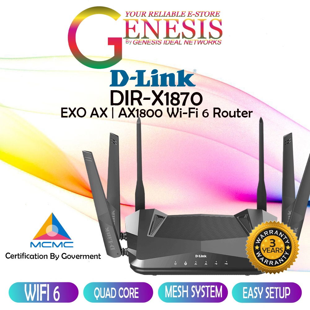 D-Link DIR-X1870 AX1800 Smart Wi-Fi 6 (802.11ax) Wireless MU-MIMO And ...
