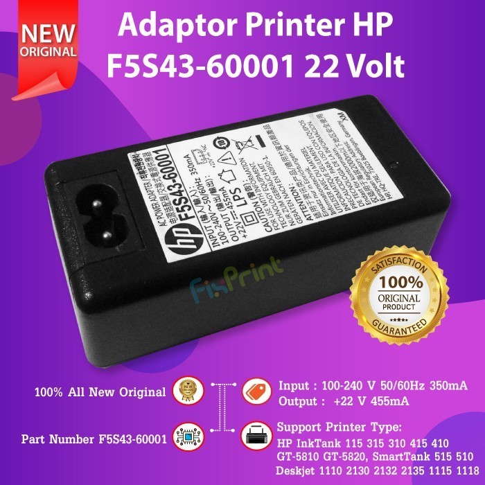 Adapter 22v Printer HP Ink Tank 115 315 415 Smart 500 515 615 22 Volt ...