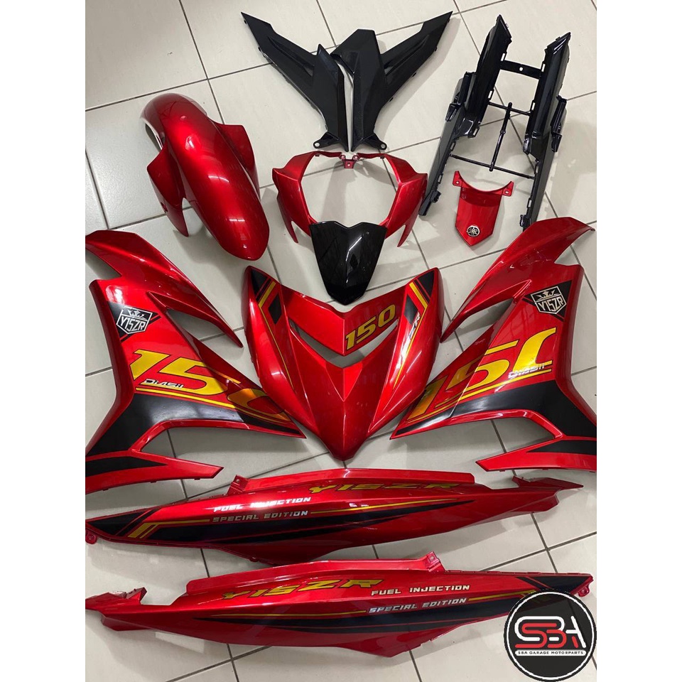 COVERSET YAMAHA Y15ZR Y15 YSUKU V1 V2 ALL RED MATELIC STICKER CHROME ...