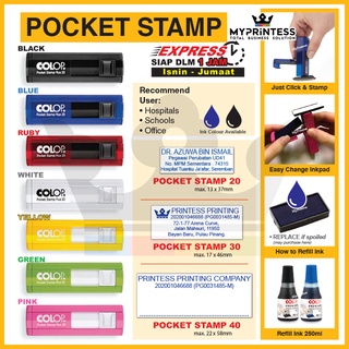 * SAME DAY POST * (READY STOK) Colop Pocket Rubber Stamp 20 | 30 | 40 Self Inking Rubber Stamp ...