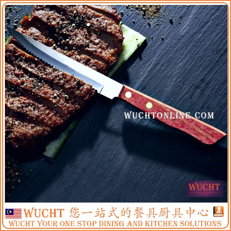 【WUCHT】Wooden Handle Steak knife with Wooden Handle Serrated Steak ...