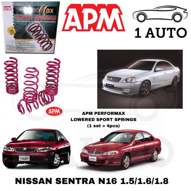 APM PERFORMAX LOWERED SPORT SPRING for NISSAN SENTRA N16 (1set = 4pcs ...