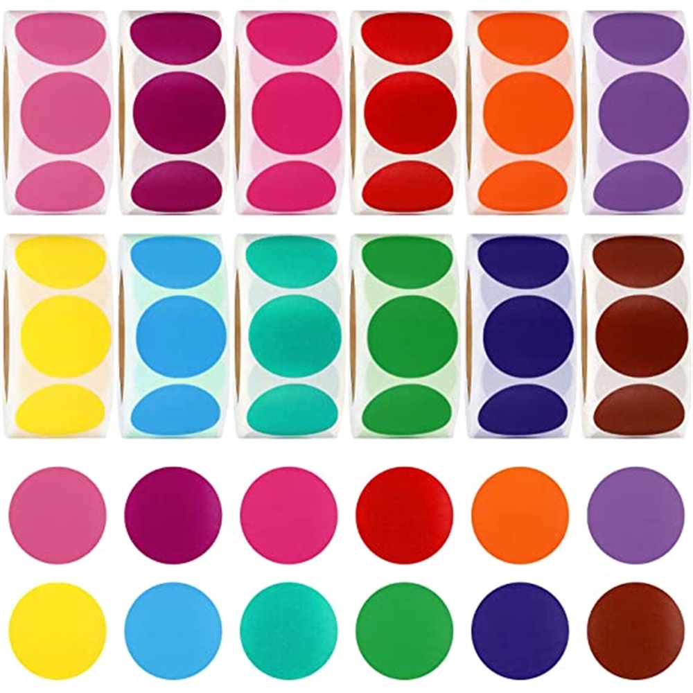 Chroma Label 500 Pieces 1Inch Round Colored Stickers Neon Color Code ...