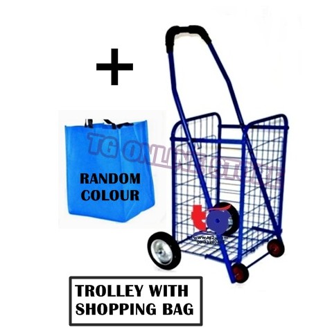 Folding Market Trolley Shopping Cart Troli Pasar Trolley Cart basket ...