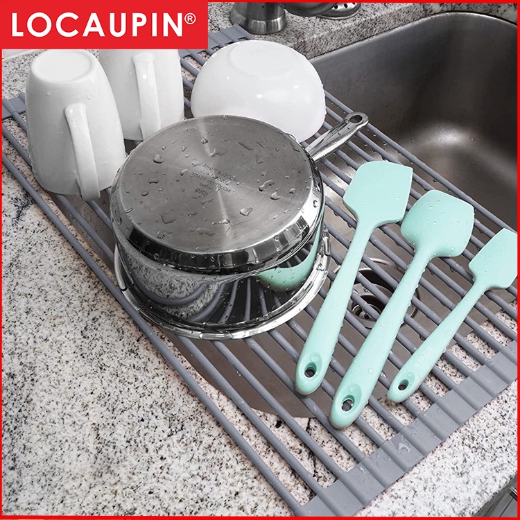 Locaupin Kitchen Large Roll Up Dish Drying Rack - Heavy Duty Silicone ...