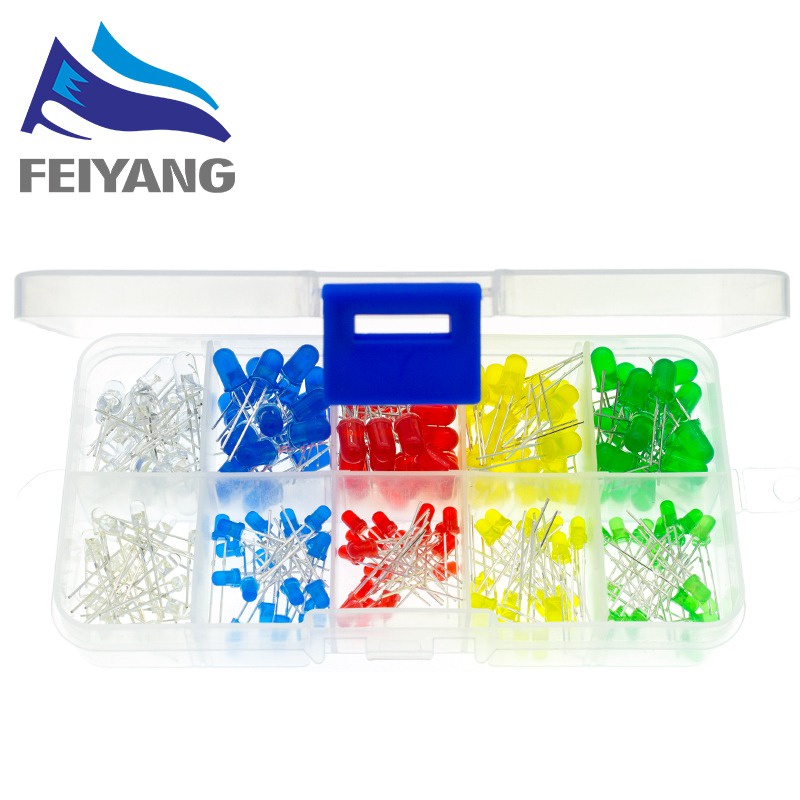 200PC/Lot 3MM 5MM Led Kit With Box Mixed Color Red Green Yellow Blue ...